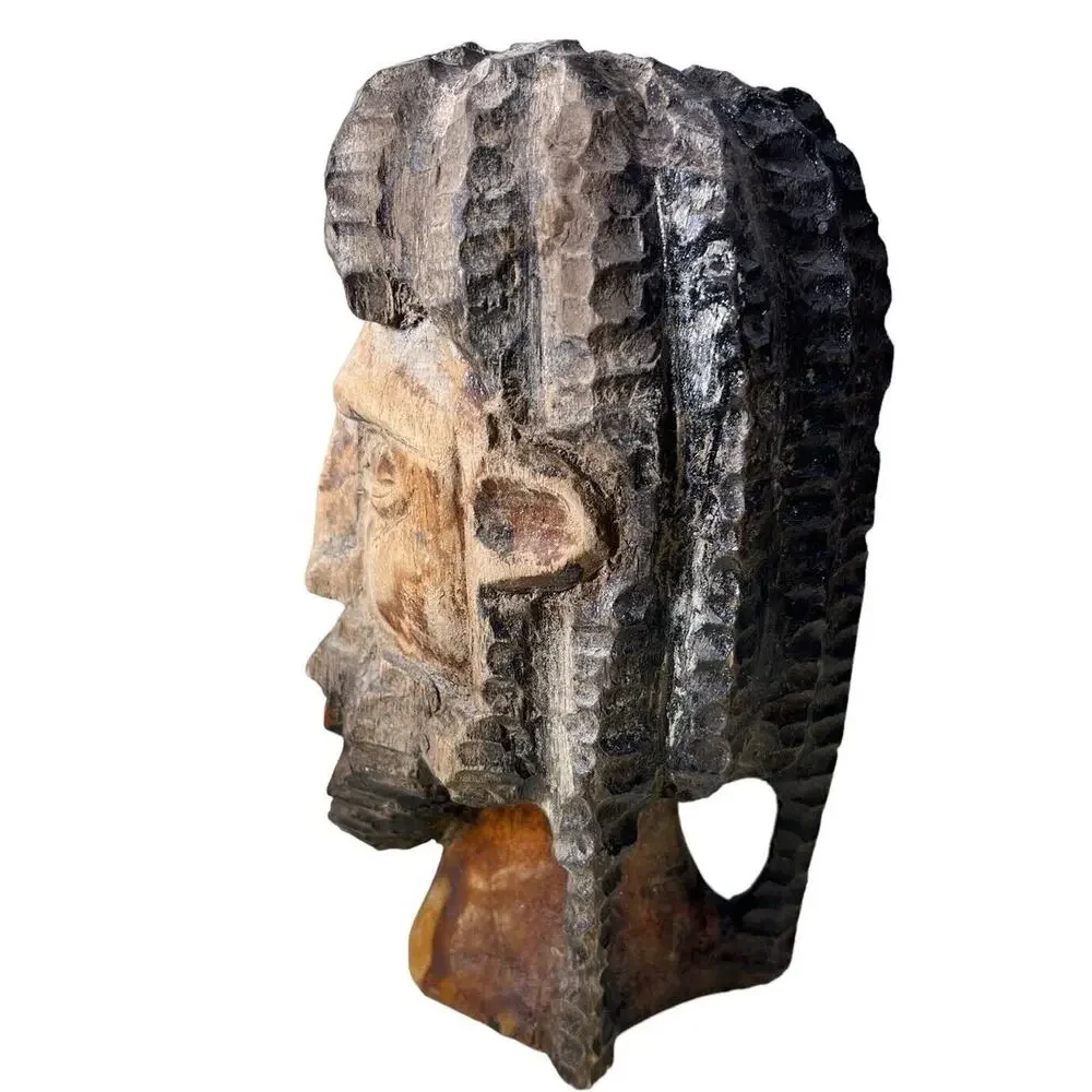 Unbranded | Accents | Carved Wood Man Dreadlocks Beard Bust Head ...